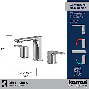 Karran Venda KBF514 2-Handle Three Hole Widespread Bathroom Faucet with Matching Pop-up Drain in Chrome