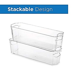 Set Of 8 Refrigerator Pantry Organizer Bins - Clear Food Storage Baskets for Kitchen, Countertops, Cabinets, Fridge, Freezer, Bedrooms, Bathrooms - Stackable Plastic Household Storage Containers