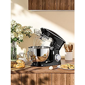Facelle Stand Mixer, 8.5 Quart Electric Mixer, 660W 6-Speed Tilt-Head Kitchen Electric Food Mixer with Beater, Dough Hook and Wire Whip, Black