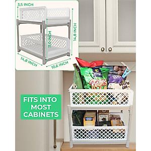 Skywin Drawer Storage 2 Tier Sliding Cabinet Pull Out Organizer | Bathroom Organizer | Under Sink Organizers and Storage | Cabinet Organizers and Storage