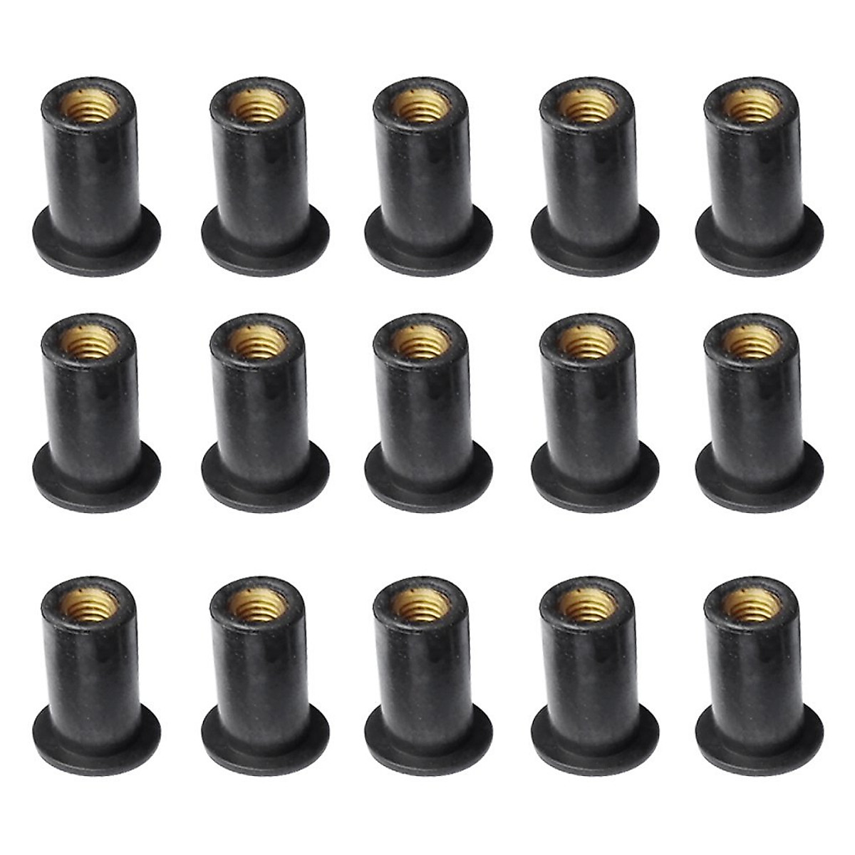 15pcs Rubber Well Nuts Kits, M5 Brass Insert Fasteners Bolts for Motorcycles Windshield Kayak Canoe Boats