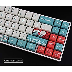 Keycaps 108 PBT Heat Sublimation XDA Profile Japanese Ukiyo-e Coral Sea Keycap for Cherry Mx Gateron Kailh Switch Mechanical Keyboard