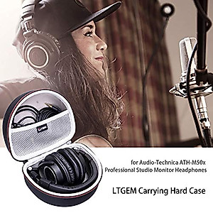 LTGEM Storage Travel Protective Carrying Case for Audio-Technica ATH-M50X/M30x/M20X/M20xBT/M40x/M50xBT2/M60X/M70X/ATH-M50xSTS XLR Professional Studio Monitor Headphones(Black+Grey)