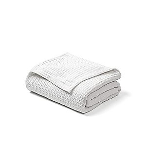 Cotton Blanket Queen Size, Luxury Blankets for Any-Home Decor, Waffle Blanket - Gifts for Mom, Soft Throw Blanket, Queen Size Blanket for Queen Bed, White Blanket - 90" X 90"