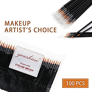 YEASHINE 100 Pack Disposable Eyeliner Brushes Applicator Cosmetic Eye Wands Makeup Tool