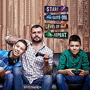 KAIRNE Video Gamer Room Sign,Gaming room Decor For Boys Room set of 4(12x4inch) Gamer Room Accessories,Inspirational Fashion Gaming Posters Door Sign for Teenage Boy Man Cave Gaming Room Decor