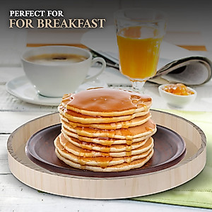 Wooden Round Trays for Serving - Five Piece Nested Breakfast Tray - Wood Crafts Trays for Organizing | Bathroom Tray - Food Trays for Party Buffet Montessori Wooden Trays for Serving & Catering