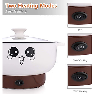 BXE 4-in-1 Multifunction Electric Cooker Skillet Wok Electric Hot Pot For Cook Rice Fried Noodles Stew Soup Steamed Fish Boiled Egg Small Non-stick with Lid (without Steamer,White)