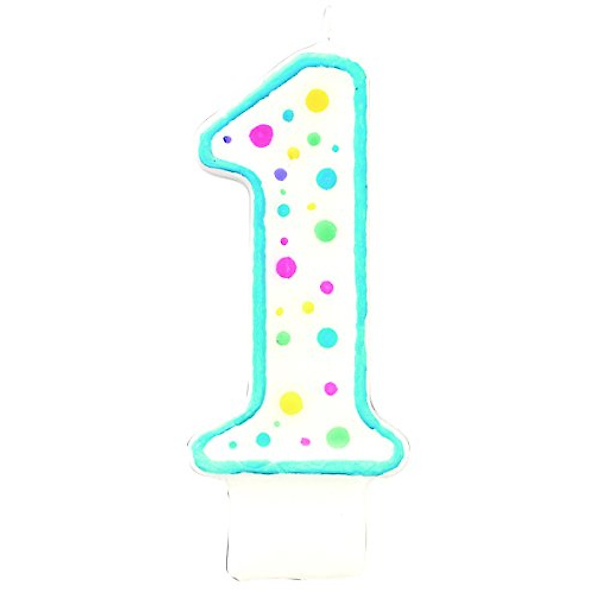 Wilton Polka Dot Numeral Candle, 3-Inch by 1.5-Inch, No. 1 Blue, 1-Pack