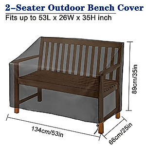 Outdoor Bench Cover Waterproof for 2-Seater Outside Garden Park Patio Loveseat Furniture Bench Covers 53L x 26W x 35H inch (Black)