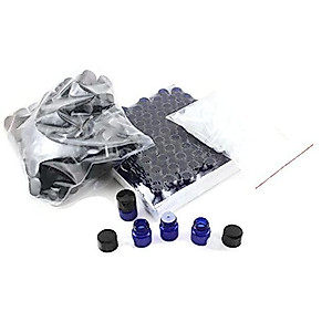1/4 Dram (1ml) Cobalt Blue Glass Vial Bottle (144) w/Flat Black Screw Caps and Orifice Reducers