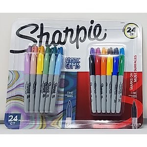 Sharpie Variety Featuring Mystic Gems and Core Colors Fine Tip 24ct Assortment