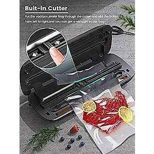 TRUDIN Food Vacuum Sealer Machine With 【Dry & Moist】 Sealing Modes, Automatic Vacuum Sealer for Food Preservation With Starter Kit, Built in Cutter, Led Indicator, Easy to Clean Storage