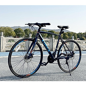 L-TWOO Road Bike 700C Wheels 3 x 8/24 Speed Dual Disc Brake Road Bike Straight Handlebar Smooth Shifting Hybrid Bike Commuter Bike for Women Men Junior Senior, White