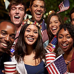 Nosiny 30 Pack Plastic Light Up Rings Glow Rings LED Light Up Star Rings Bulk Red White Blue Flashing Jelly Glow In The Dark Rings Finger Toys for Memorial Day Parties, Raves, Concert Shows, Gifts