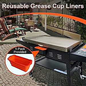 Silicone Griddle Mat with Grease Cup Liners for Blackstone 36 inch, Griddle Cover Mat, Food Grade Silicone Grill Mat, Upgraded Full Wrap-Around Protection, All Season Cooking Protective Cover Mats