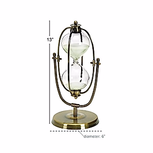 Deco 79 Glass Timer with Rotating Stand, 13" x 6" x 6", Brass
