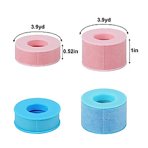 4pcs Lash Adhesive Tape, Reusable Adhesive Waterproof Silicone Tape Eyelash Tape for Lash Extension Lash Beauty Auxiliary Tools (2 Pink, 2 Blue)