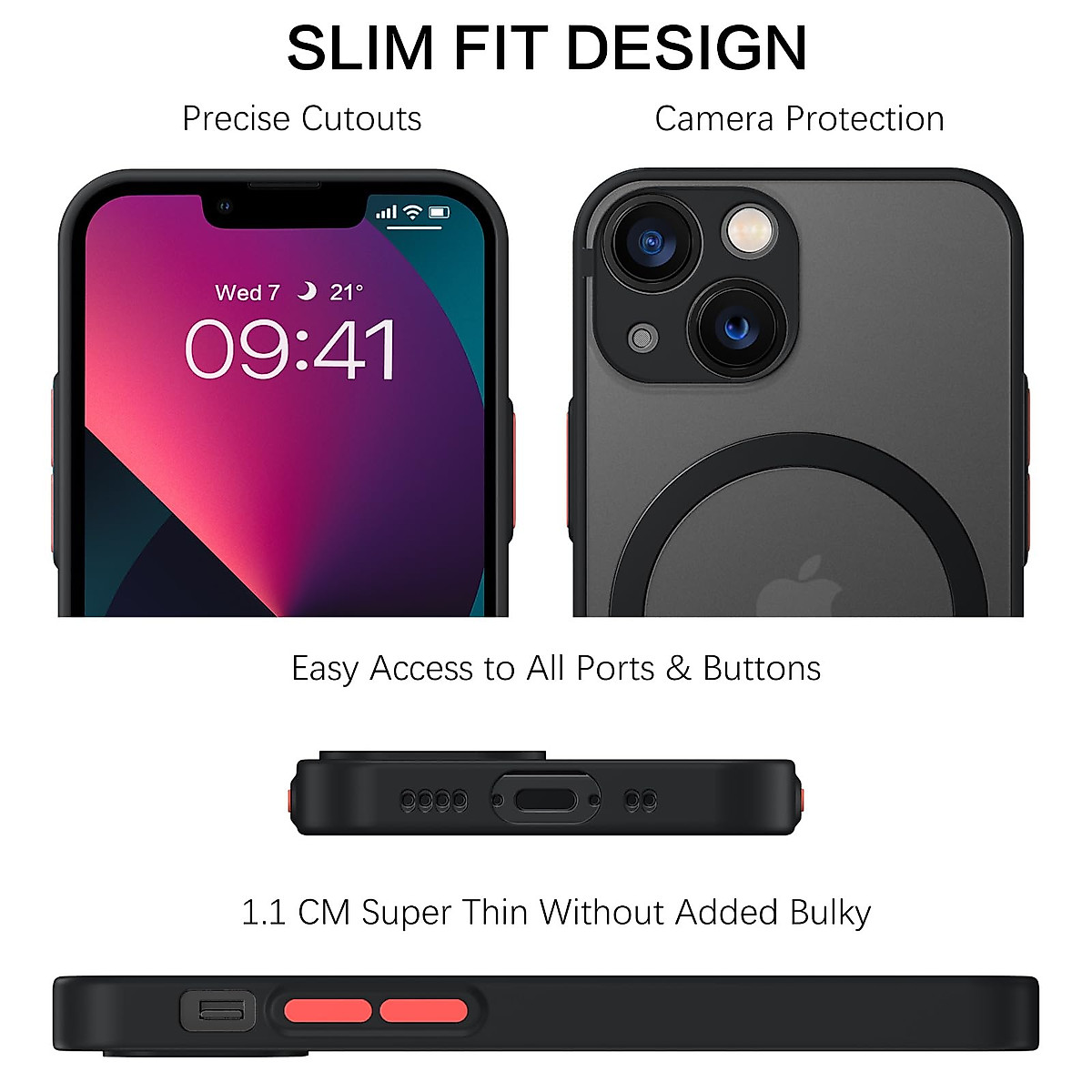 BENTOBEN iPhone 13 Mini Case, Case iPhone 13 Mini Magnetic Case [Compatible with MagSafe] Translucent Matte Shockproof Anti-Fingerprint Anti-Scratch Protective Cover for iPhone 13 Mini, 5.4’’ Black