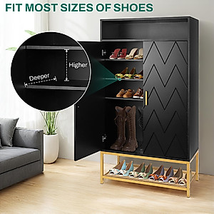SULIVES Shoe Storage Cabinet for Entryway,Shoe Organizer Rack Cabinet Storage,Entryway Shoe Storage Cabinet,Narrow Modern Shoe Cabinet for Hallway,Living Room,Black