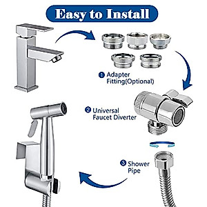 Faucet Bidet Sprayer for Toilet - with Faucet Splitter, 59 inch Hose and Hook up, Sink for Kitchen or Bathroom