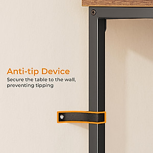 SUPERJARE 5.9 Inch Console Table with Outlet, Sofa Table, Behind Couch Table, 5.9 x 39.4 x 29.1 Inches, Metal Frame, Narrow Entryway Table, for Living Room, Hallway, Rusitc Brown