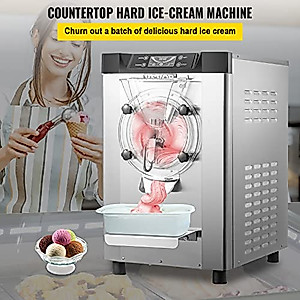 VEVOR Commercial Hard Ice Cream Machine Hard Serve Ice Cream Maker w/ 4.8-6.3 Gal/H Production Hard Ice Cream Machine w/ 1.6 Gal Cylinder Countertop Hard Yogurt Maker w/ 2000W Compressor & LCD Screen