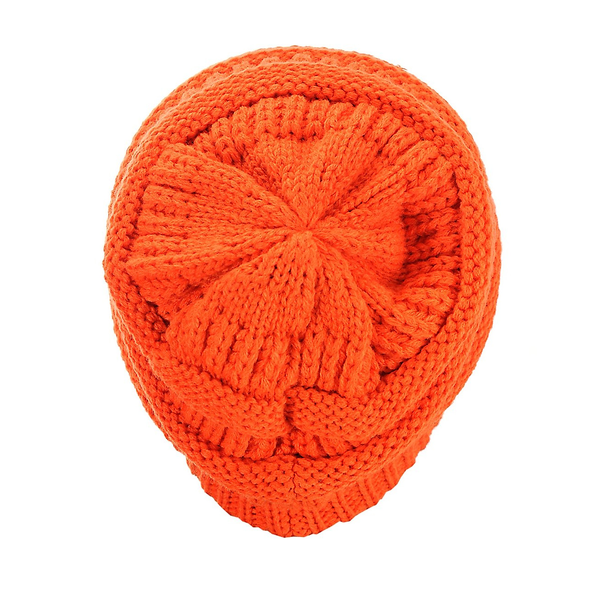 C.C Trendy Warm Chunky Soft Stretch Cable Knit Beanie Skully, Neon Orange