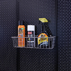 OmniWall Small Wire Basket (16" x 4" x 4") – Premium Metal Storage Basket with Secure Two-Point Locking System – Versatile and Stylish Organization Solution – 6 Powder Coated Finishes+ (Silver)