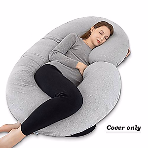INSEN Pregnancy Body Pillow Jersey Cover,C Shaped Full Body Pillow Cover for Pregnant Women (Grey Jersey)