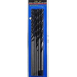 fastoworld 7pc 12" Brad Point Drill Bit Set EXTRA LONG Wood Boring 1/8 1/4 3/8 7/16 1/2 NEW