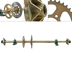 44" 1120mm Complete Rear Axle Kits for Gokart, 24T ATV Quad Go Kart Rear DIY Rebuild Live Axle Kit with 4 Bolt Wheel Hubs&Brake Disc&Sprocket&Pair Pillow Blocks