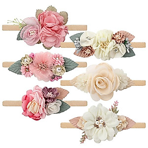 Toptim Baby Floral with Nylon Headbands for Newborn Girls Shower Photo (6 Colors)