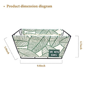 AIPOKE EPOCH Canvas Storage Basket Metal Holder Desk Table Organizer Home Decor, Green Leaf