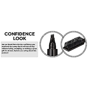 Gordon Andres Water Proof Beard Pencil for Men, Long Lasting Coverage & Natural Finish - Beard, Moustache & Eyebrows - Micro-Fork Tip for Seamless Application - Includes Brush for Blending (Black)