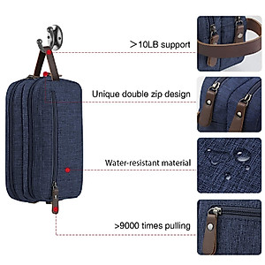 TOUPONS Men's Travel Toiletry Organizer Bag Dopp Kit, Bathroom Bags (Blue Water-resistant)