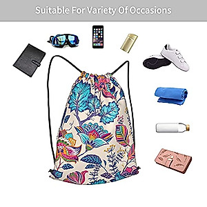 OVPSZFYO Flower Gym Drawstring Backpack Floral String Bag for Women Folding Waterproof for Yoga Shopping Sports Beach Swimming Workout Travel