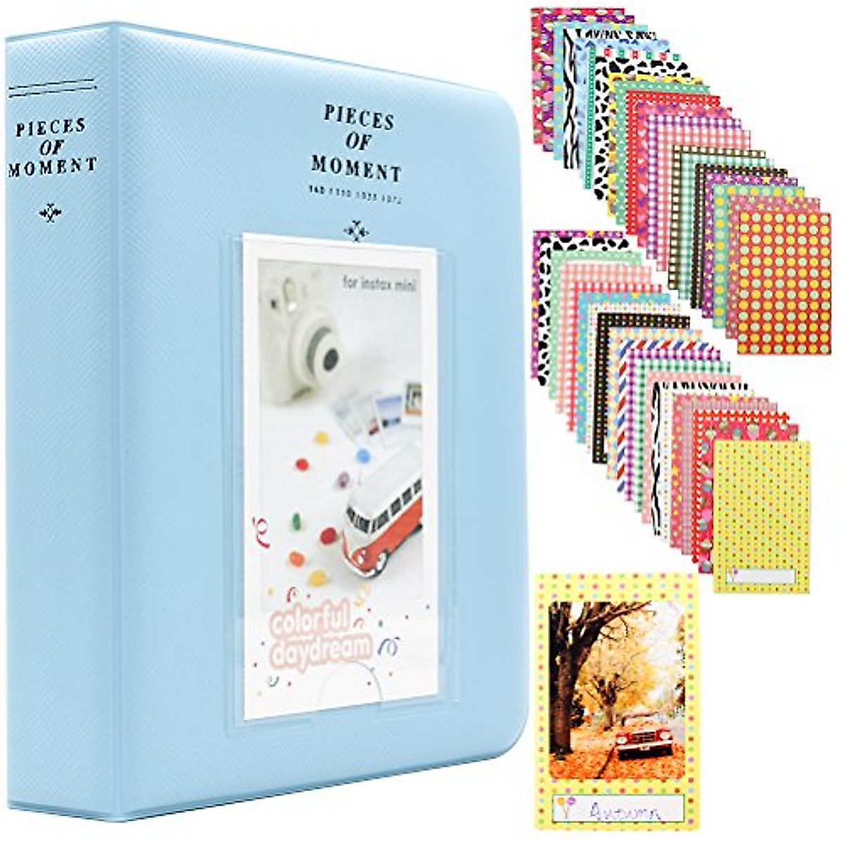 Ablus 64 Pockets Mini Photo Album for Fujifilm Instax Mini 7s 8 8+ 9 25 26 50s 70 90 Instant Camera & Name Card (Blue n)