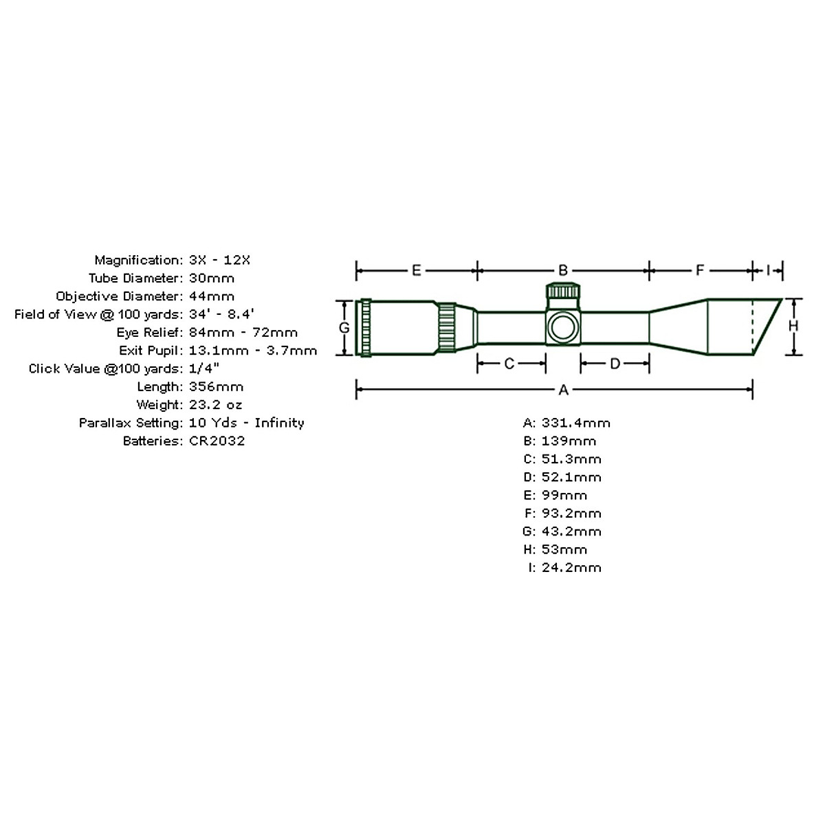 UTG 3-12x44 AO SWAT Accushot Rifle Scope, EZ-TAP, Illuminated Mil-Dot Reticle, 1/4 MOA, 30mm Tube, See-Thru Weaver Rings