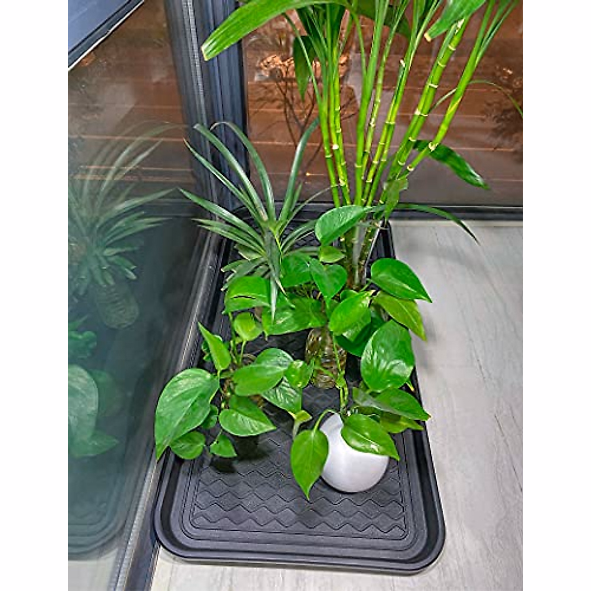 Vramy Multi-Purpose Boot Trays,Set of 2 Black All Weather Heavy Duty Shoe Trays,Pet Feeding Mat,Use for Indoor and Outdoor,30" x 15" x 1.2"