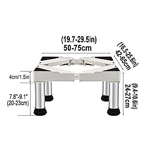 Ice maker stand Machine Base Stand Refrigerator Holder Bracket width: 17-25" Adjustable for Tumble Dryers Cookers Fridges Freezers 4 Legs Hight 7.9in