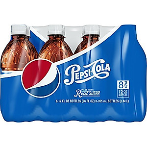 Pepsi Made with Real Sugar Bottles (8 Count, 12 Fl Oz Each)