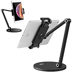 KABCON Tablet Stand,Tightness Adjustable 360°Rotatable Multi-Angle Eye-Level Aluminum Solid Long Arm Tablets Stands for iPad Series,Microsoft Surface Tablet Series,Samsung Galaxy Tabs,Kindle Fire,etc