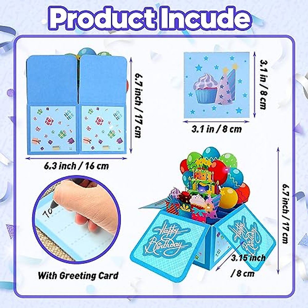 Luerbi Musical Pop Up Birthday Cards, Greeting Popup Cards with Happy Birthday Music for Girls Boys Women Men Husband Wife Mom Dad Daughters