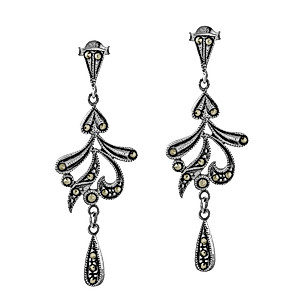 Gorgeous Jellyfish Inspired Marcasite and .925 Sterling Silver Dangle Earrings