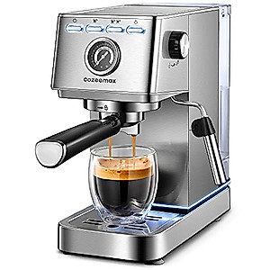 Espresso Machine , 20Bar Compact and Cappuccino Maker with Milk Frother Wand , Professional Coffee Machine for Latte , Stainless Steel