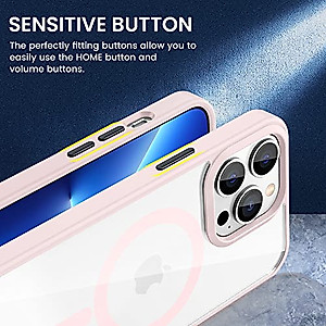 VEGO Case for iPhone 13 Pro Max/iPhone 12 Pro Max Magnetic Case, Clear Hard PC Back Cover + Soft TPU Frame Slim Resist Scratches Protective Bumper Magnet Case for iPhone 13 Pro Max 6.7” - Rose Pink