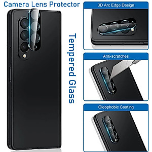 2X Tempered Glass Front Screen Protector Compatible with Samsung Galaxy Z Fold 4+ 2X Inner Soft TPU Film Shields+ 2X Camera Lens Protector [Scratch Resistant] [Bubble Free]