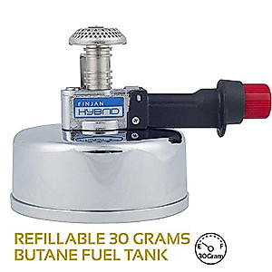 Portable Countertop Butane Burner by Finjan- Portable Butane Burner for Indoor Use. Ideal for Lab or Home- Syphon Coffee Making, Fondue Warmer, S’mores Maker