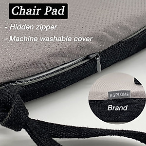 KGPLOME Chair Cushion with Ties for Dining Chair - Memory Foam No Slip Kitchen Chair pad and Dining Room Seat Cushion with Machine Washable Cover [16.5 X 16.2 Inches] - Black